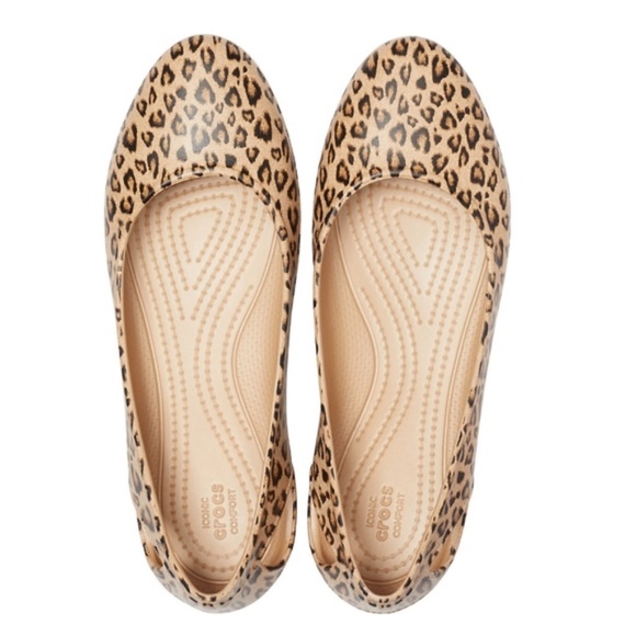 CROCS | Shoes | New Crocs Womens Leopard Animal Printed Flats | Poshmark